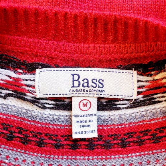 G.H. Bass & Co. | Sweaters | Crewneck Sweater Red Black Gh Bass Medium ...
